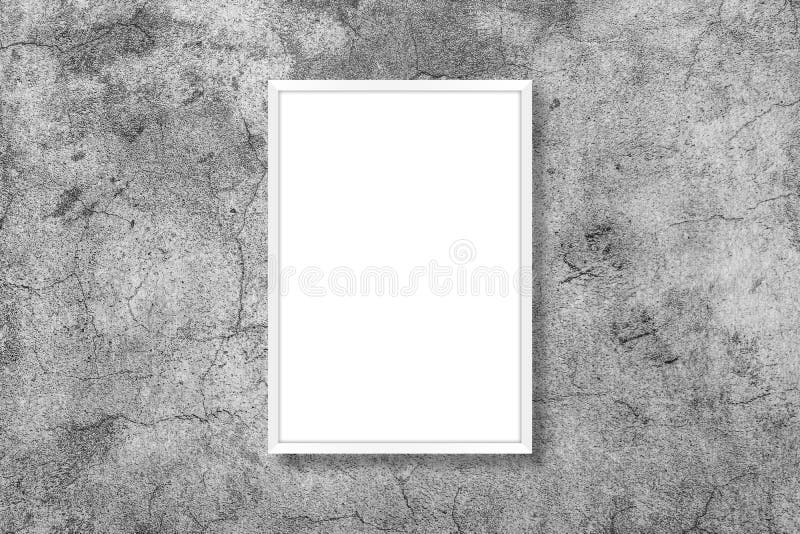 Blank White Vertical Rectangle Poster Mock Up in White Frame on Gray ...