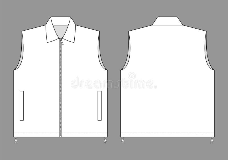 Blank White Vest with Cord Toggle Stopper Template Vector Stock Vector ...