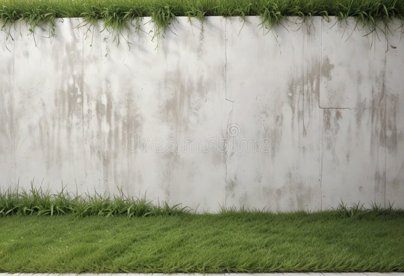Blank White Wall Copy Space, Grass Field Stock Illustration ...