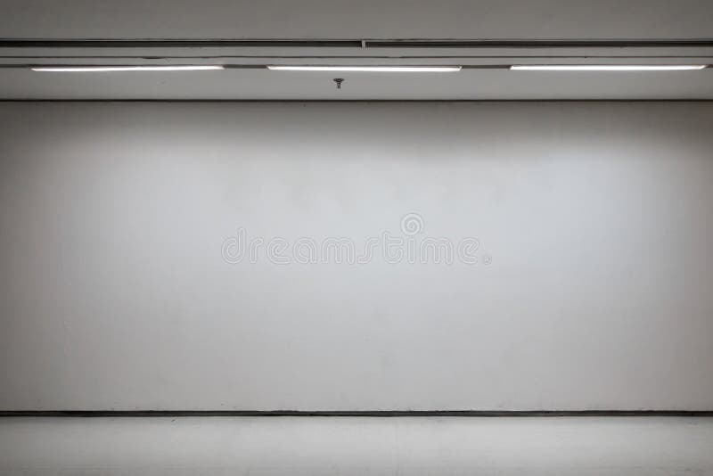 Blank White Wall Fluorescent Lights Empty Design Element Stock Photo ...