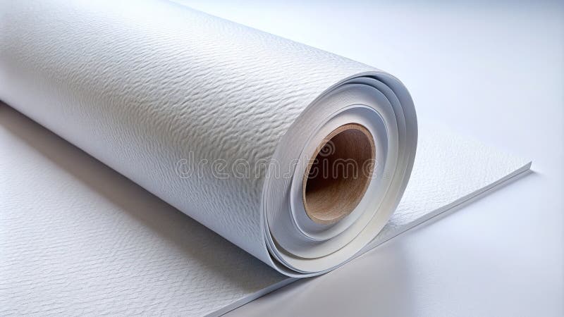 Blank White Wallpaper Roll Mockup Panoramic Side View for Interior ...