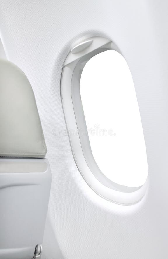 Blank White Window Plane and Gray Seat Stock Photo - Image of business ...