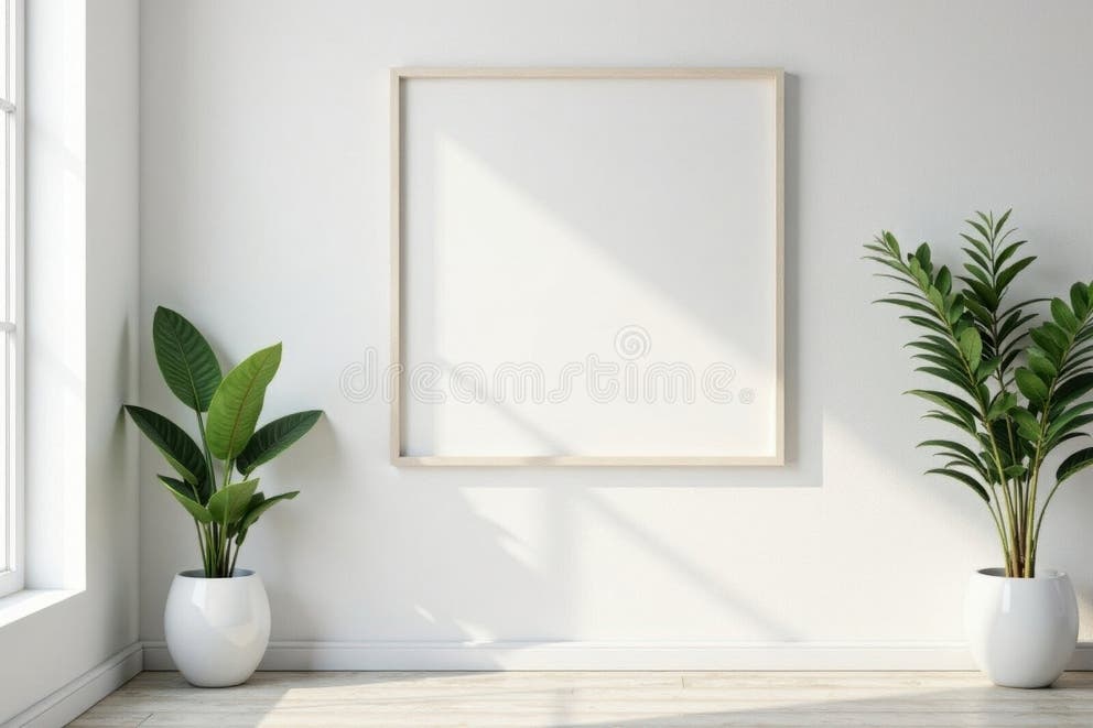 Blank White Wood Frame on White Wall Minimalist Interior Design ...