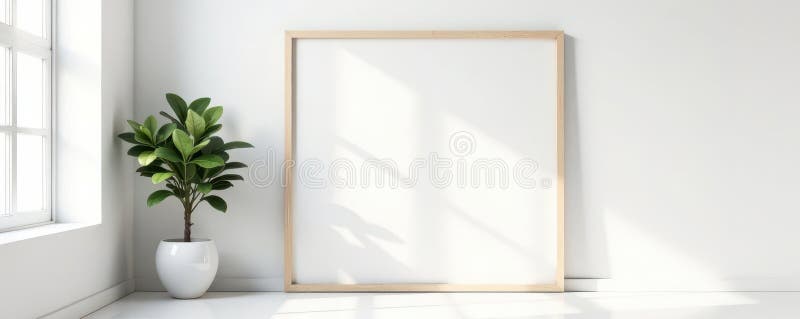 Blank White Wooden Frame on White Wall Minimalist Interior Design ...