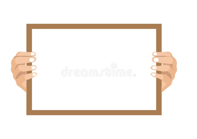 Blank Whiteboard with Human Hands Holding it on Both Sides Stock Vector ...