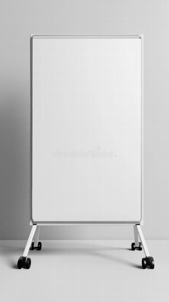 Blank Whiteboard on Wheels for Presentation, Meeting, and Brainstorming Stock Illustration ...