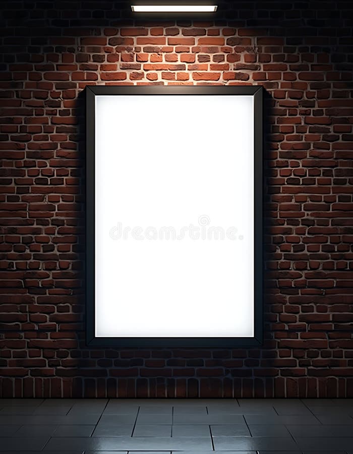 Blank Wide Horizontal Rectangular Billboard Mockup Mounted on the Brick ...