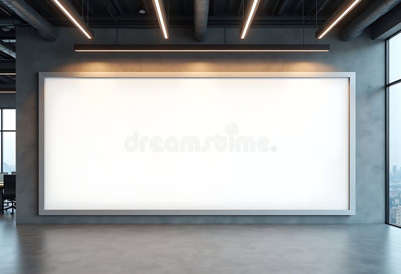 Blank Wide Horizontal Rectangular Billboard Mockup Mounted on the Wall ...