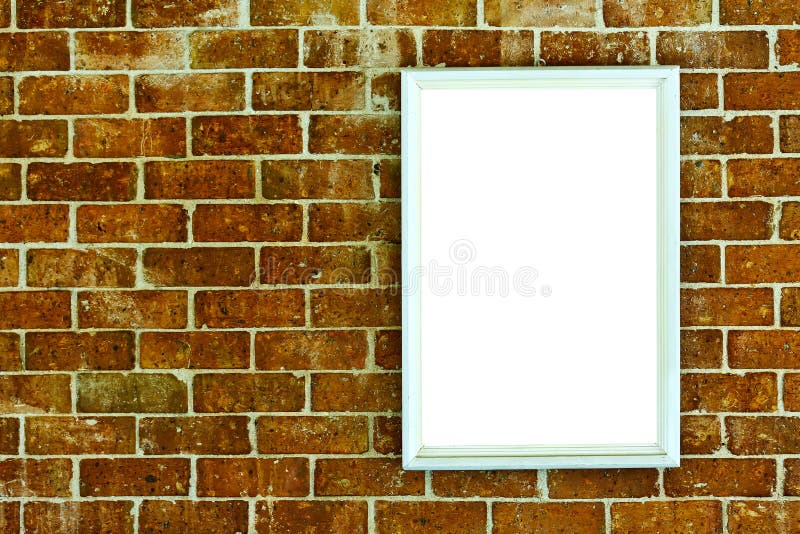 Blank Wood Frame on Brick Wall Stock Photo - Image of material, space ...