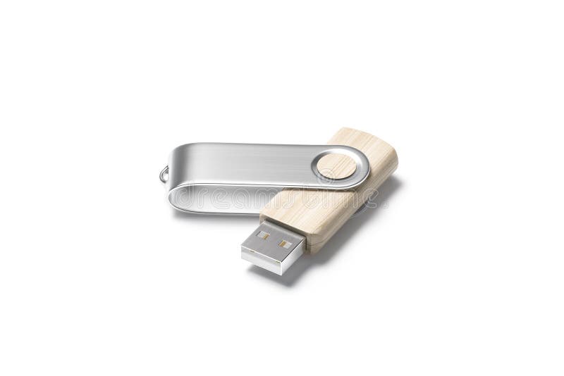 Blank Wood Opened Usb Stick with Silver Cap Mockup Stock Illustration ...