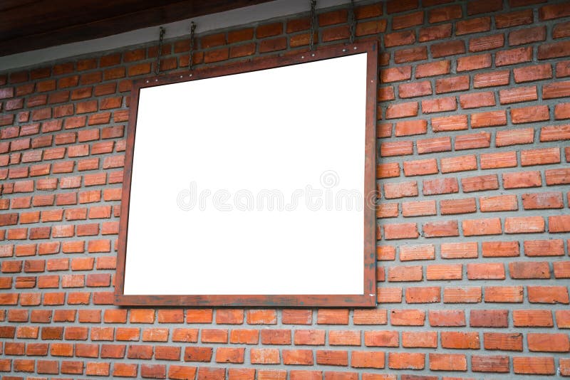 .Blank Wood Sign on Brick Wall Stock Photo - Image of oldfashioned ...