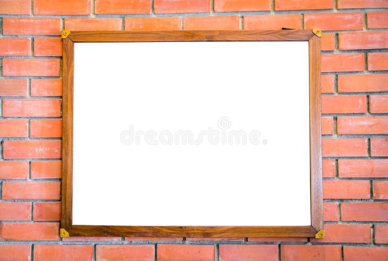 . Blank Wood Sign on Brick Wall Stock Image - Image of menu, brick ...