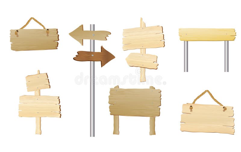 Set of Vector Wooden Sign Posts Isolated on White Stock Vector ...
