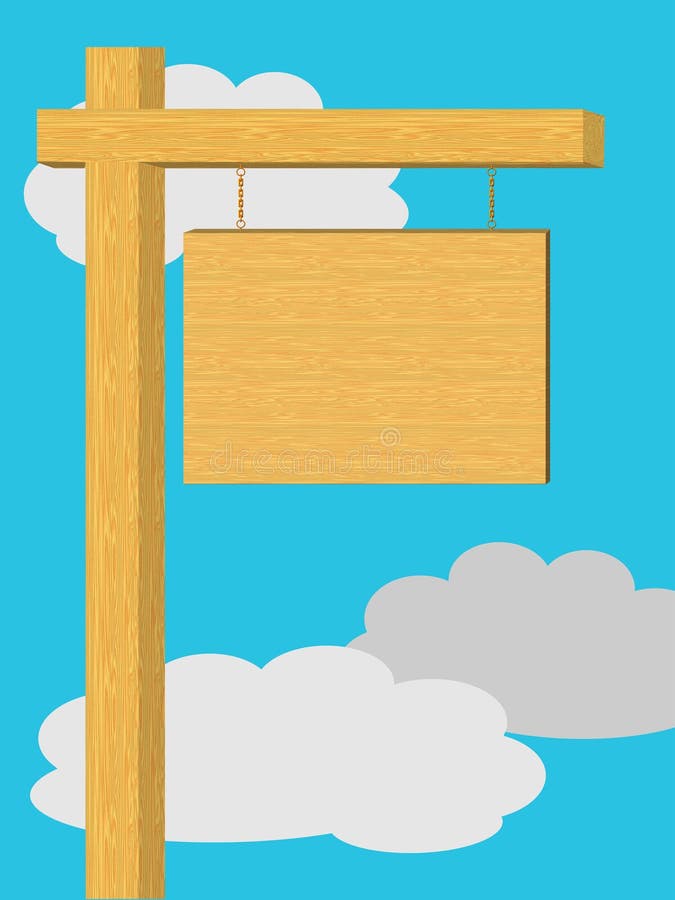Blank Wood Wooden Sign Post Stock Illustration - Illustration of blank ...
