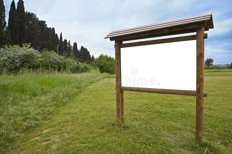 Blank Wooden Advertising Signboard in a Public Park - Concept with Copy ...