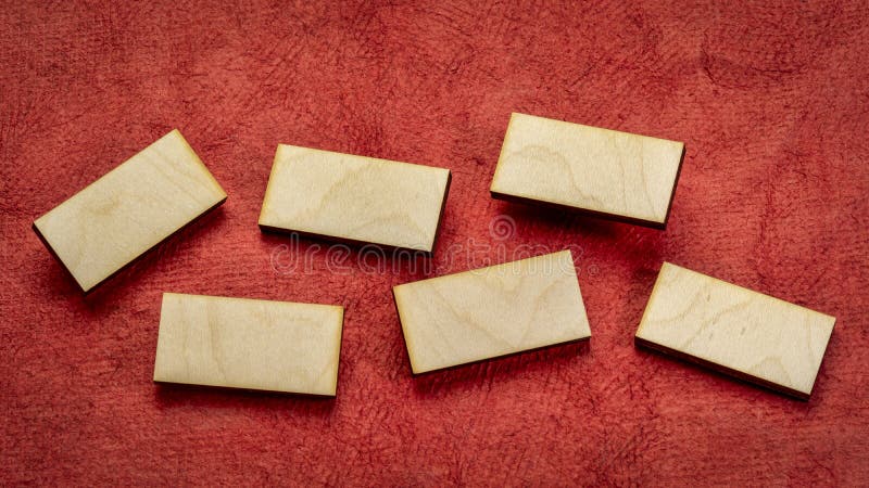 Blank Wooden Blocks on Red Handmade Paper Stock Image - Image of space ...