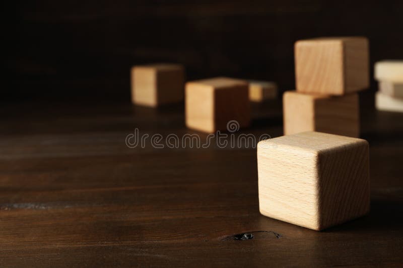 Blank Wooden Cubes for Different Concepts, Space for Text Stock Image ...