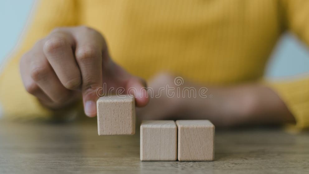Blank Wooden Cubes on the Table with Copy Space, Empty Wooden Cubes for ...