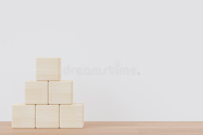 Blank Wooden Cubes on Table with Copy Space for Input Wording and Icon ...
