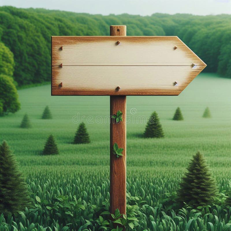 Blank Wooden Direction Sign. Generated AI Stock Illustration ...