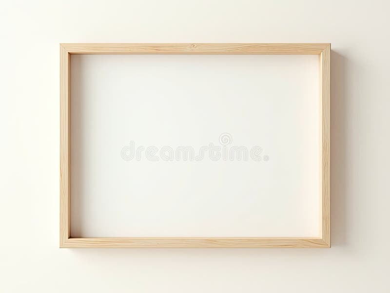 A Blank Wooden Frame Mounted on a Wall Stock Photo - Image of flooring ...