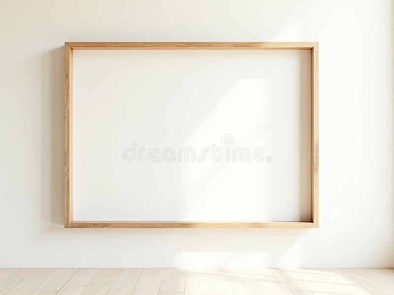 A Blank Wooden Frame Mounted on a Wall Stock Photo - Image of ...