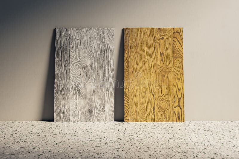 Blank Wooden Panels Leaning on Concrete Wall. Design and Mock Up ...