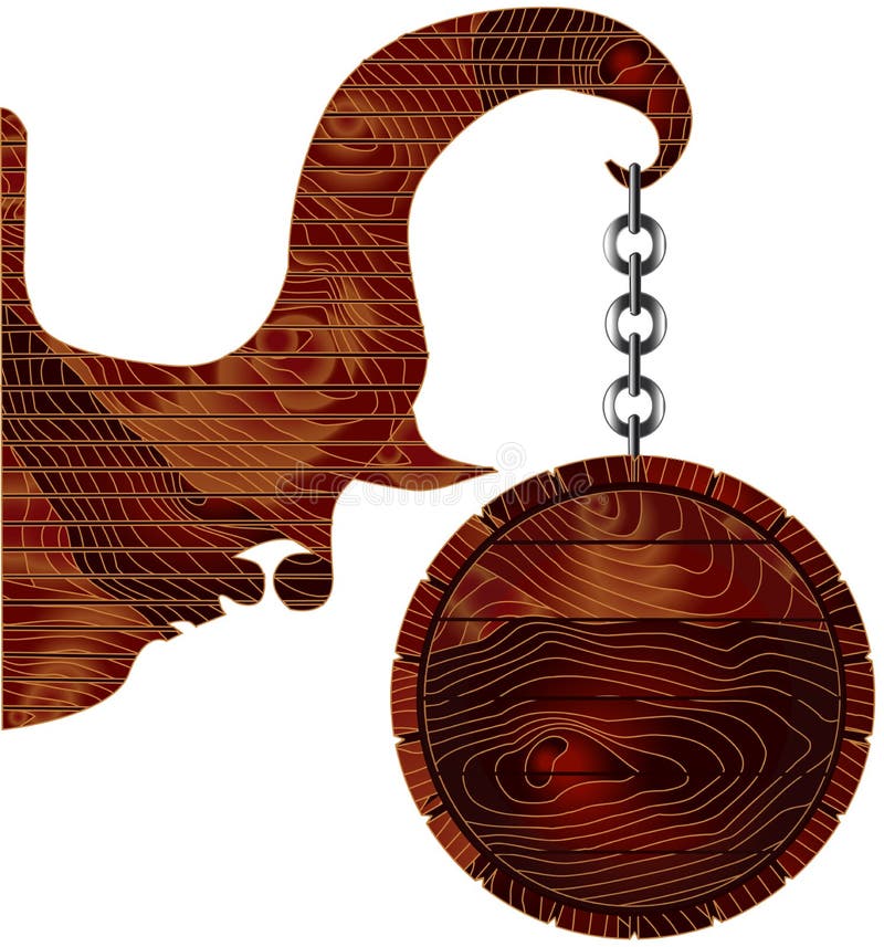 Blank Wooden Sign Hanging on Chain, Vector Illustration Stock Vector ...