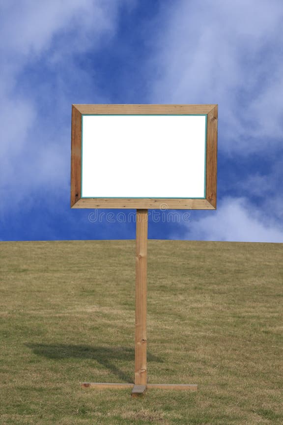 Blank Wooden Sign Post on Grass Stock Illustration - Illustration of ...