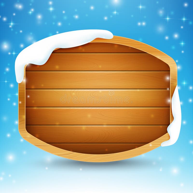 Wooden Sign Blank Board and Winter Snow with Copy Space Vector I Stock ...