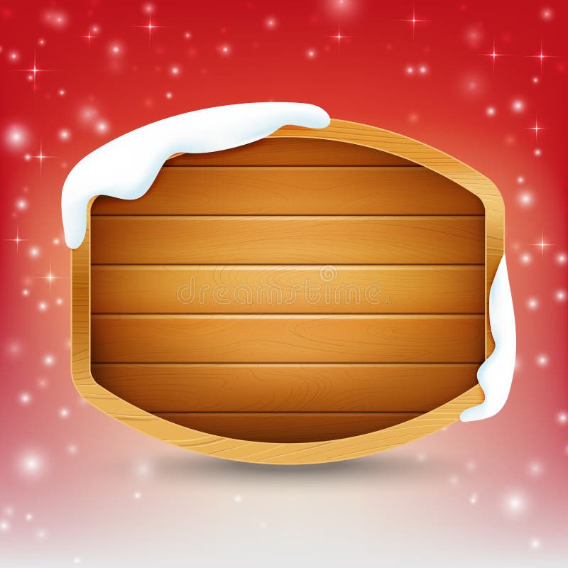 Wooden Sign Blank Board and Winter Snow with Copy Space Vector I Stock ...
