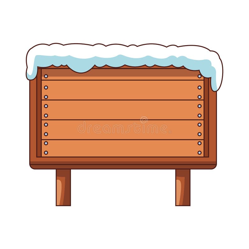 Blank Wooden Sign with Snow Stock Vector - Illustration of landscape ...