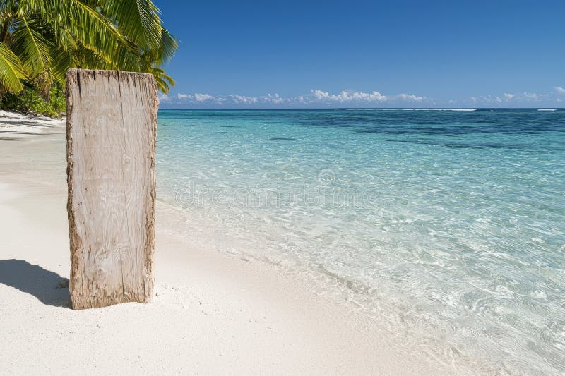 Blank Wooden Sign on a Tropical Beach Stock Illustration - Illustration ...