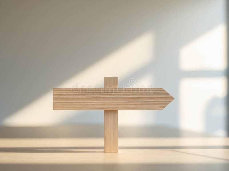 Blank Wooden Signpost Directional Arrows Office Background. Stock Image ...