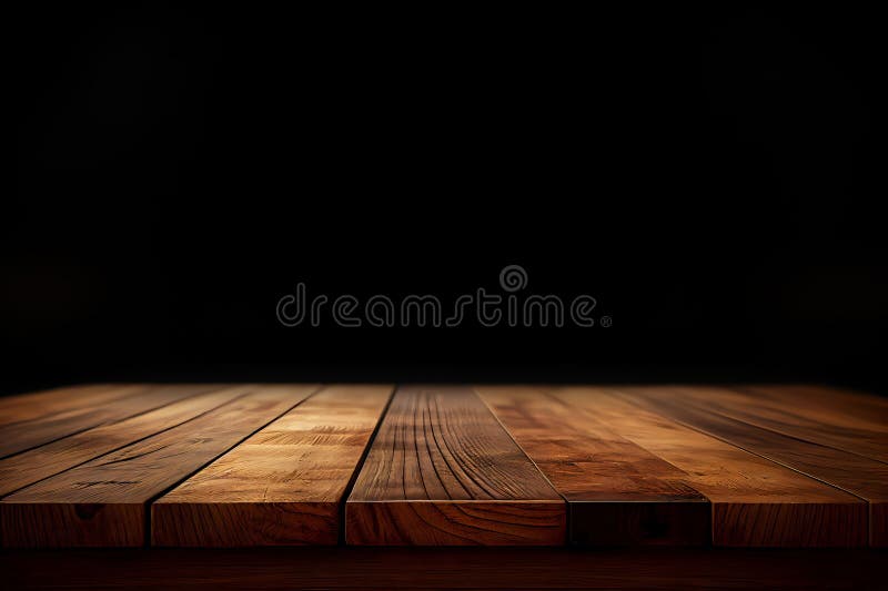 Blank Wooden Table for Product Placement with Dark Background ...