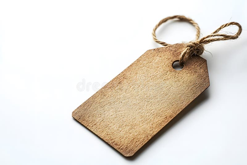 Blank Wooden Tag with Jute Rope White Background Rustic Label Mockup ...
