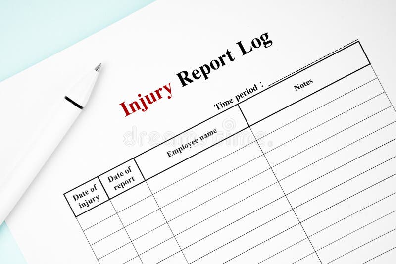 The Blank Workplace Injury Report Form with Pen Stock Photo - Image of ...