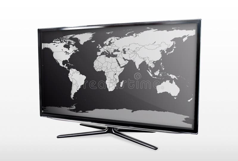 Blank world map on TV stock image. Image of display, home - 30566183
