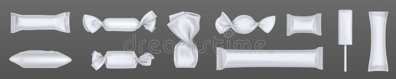 Blank Wrappers of Candies and Chocolates, 3d White Plastic Packs ...