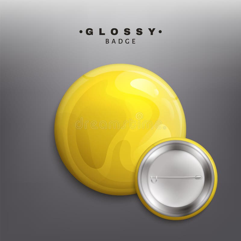 Blank Yellow Badge, Pin or Web Button. Front and Back Side. Vector ...