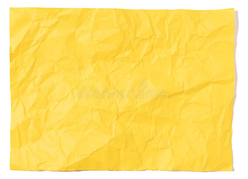 Blank Yellow Crumpled Paper Sheet Isolated on White Stock Photo - Image ...