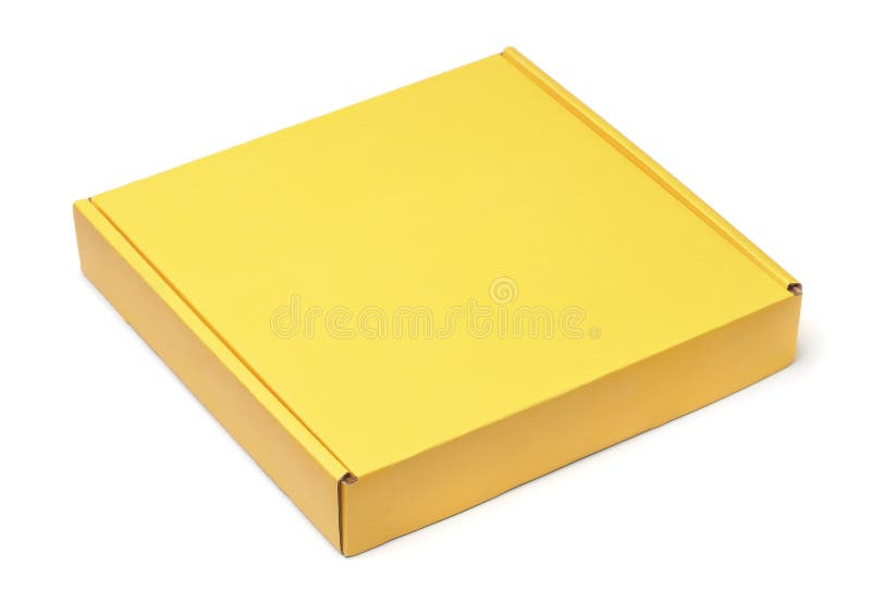 Blank Yellow Flat Cardboard Box Stock Photo - Image of packaging, order ...