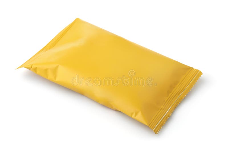 Blank Yellow Foil Food Packet Stock Image - Image of closed, food ...