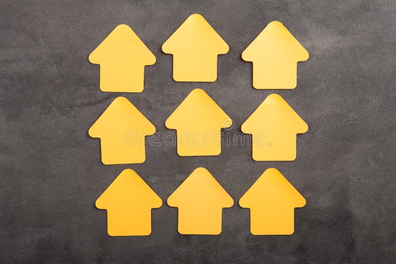 Blank Yellow House Shaped Sticky Note - Real Estate Concept Stock Photo ...