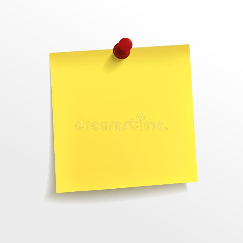 Blank Yellow Note Paper with Pin Stock Vector - Illustration of memo ...