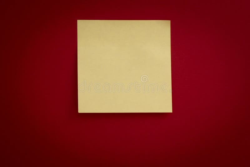 Blank Yellow Note Sticked To Red Wall Stock Image - Image of panel ...