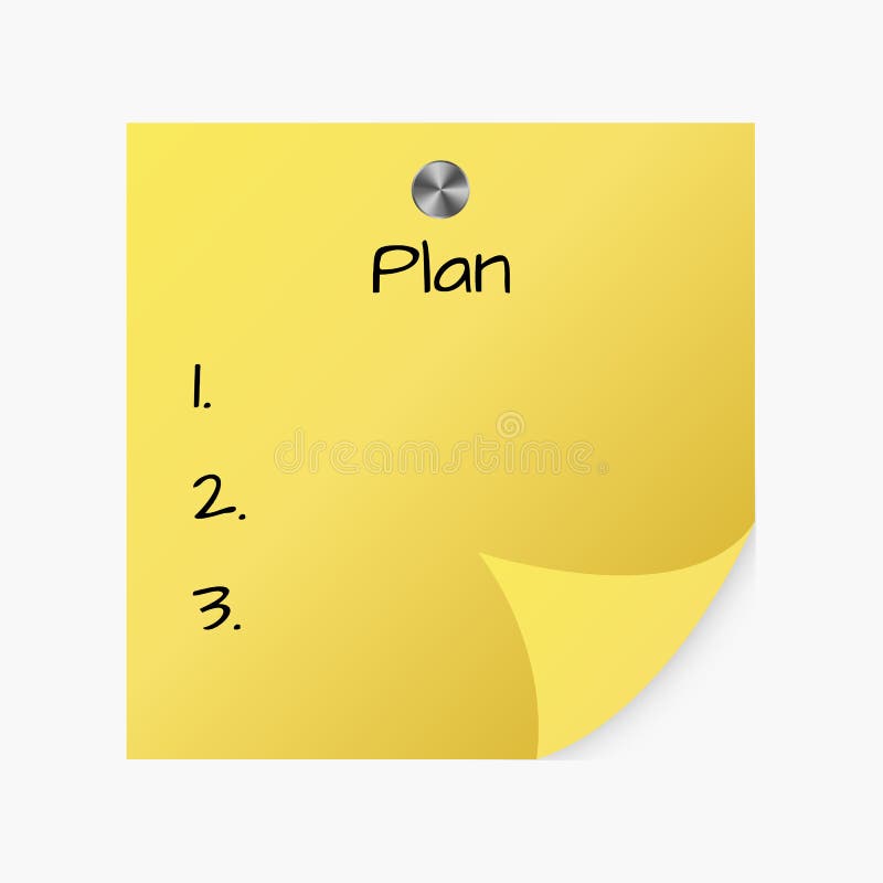 Blank Yellow Paper Note with Plan on Magnet. Realistic Stick on White ...
