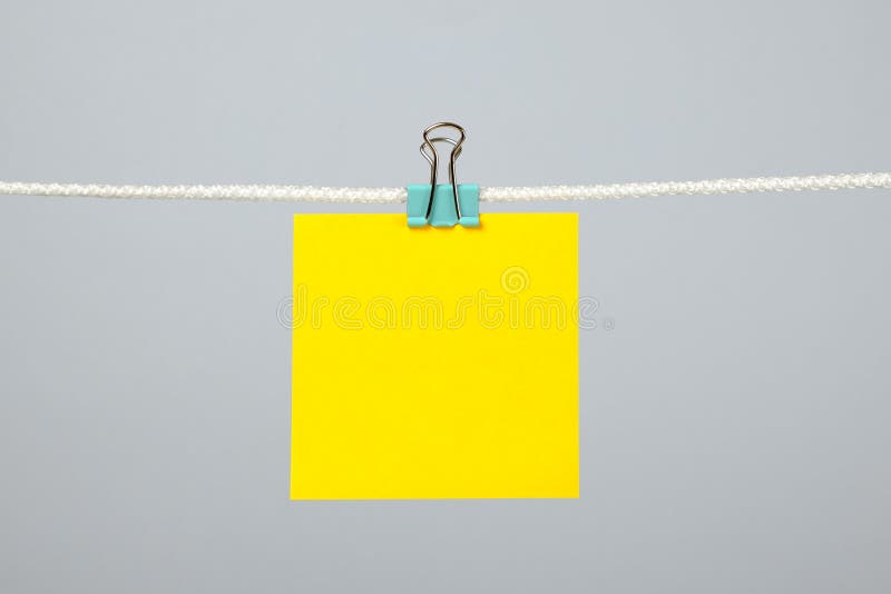 Blank Yellow Paper Note on the String Stock Photo - Image of ...