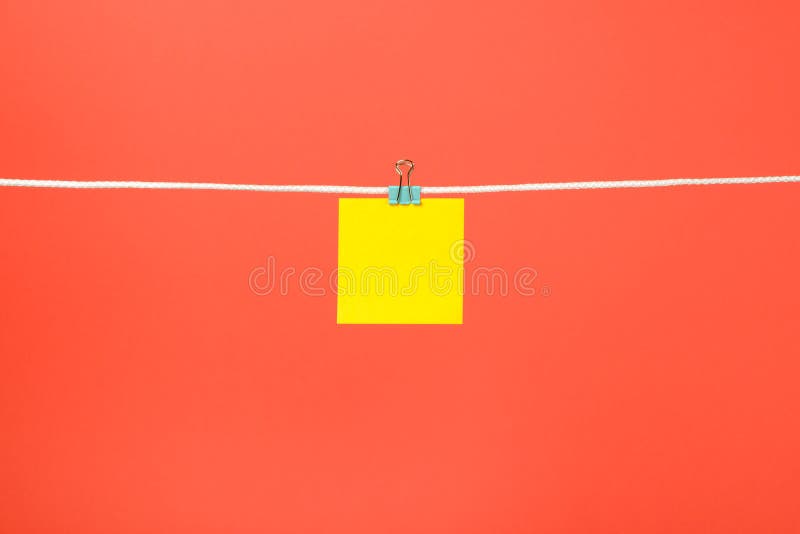 Blank Yellow Paper Note on the String Stock Image - Image of ...