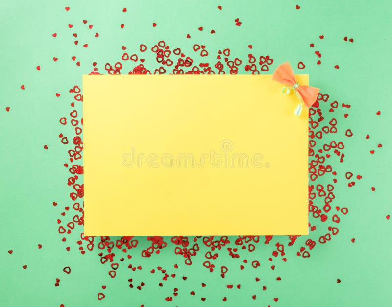 Blank Yellow Paper with Small Red Hearts Stock Image - Image of happy ...